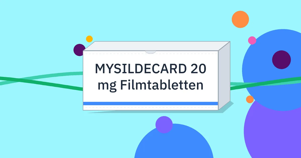 Symbolbild: Packung mit der Aufschrift MYSILDECARD 20 mg Filmtabletten (PZN 19991275) – Verfügbarkeit und Bezug in Apotheken in Frankfurt am Main