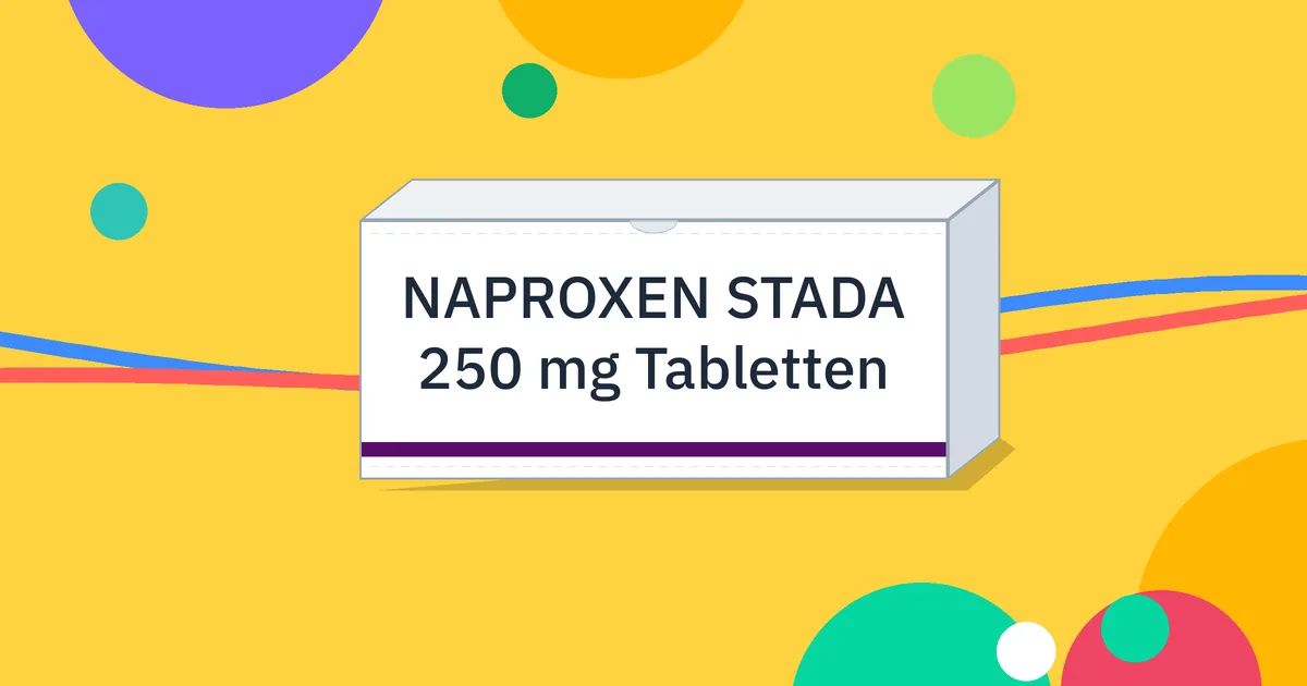 Symbolbild: Packung mit der Aufschrift NAPROXEN STADA 250 mg Tabletten (PZN 06872988) – Verfügbarkeit und Bezug in Apotheken in Frankfurt am Main