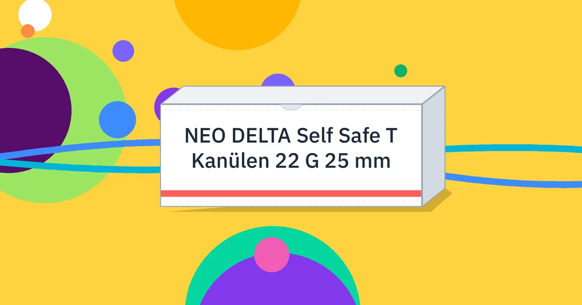 Symbolbild: Packung mit der Aufschrift NEO DELTA Self Safe T Kanülen 22 G 25 mm (PZN 07766567) – Verfügbarkeit und Bezug in Apotheken in Frankfurt am Main