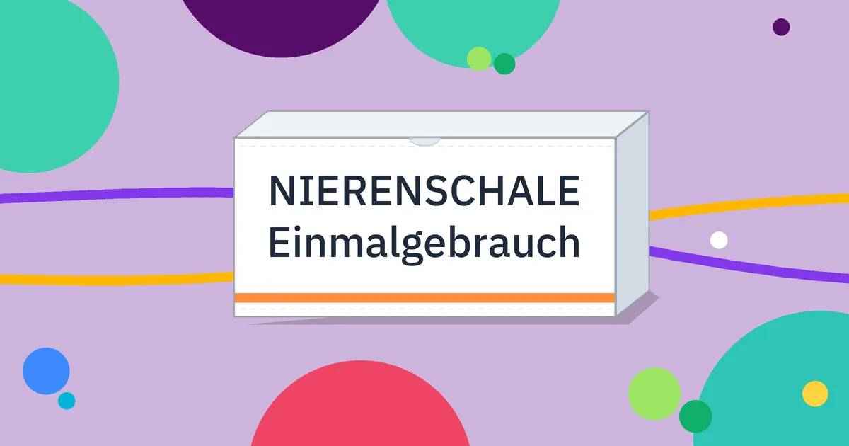 Symbolbild: Packung mit der Aufschrift NIERENSCHALE Einmalgebrauch (PZN 07262074) – Verfügbarkeit und Bezug in Apotheken in Frankfurt am Main