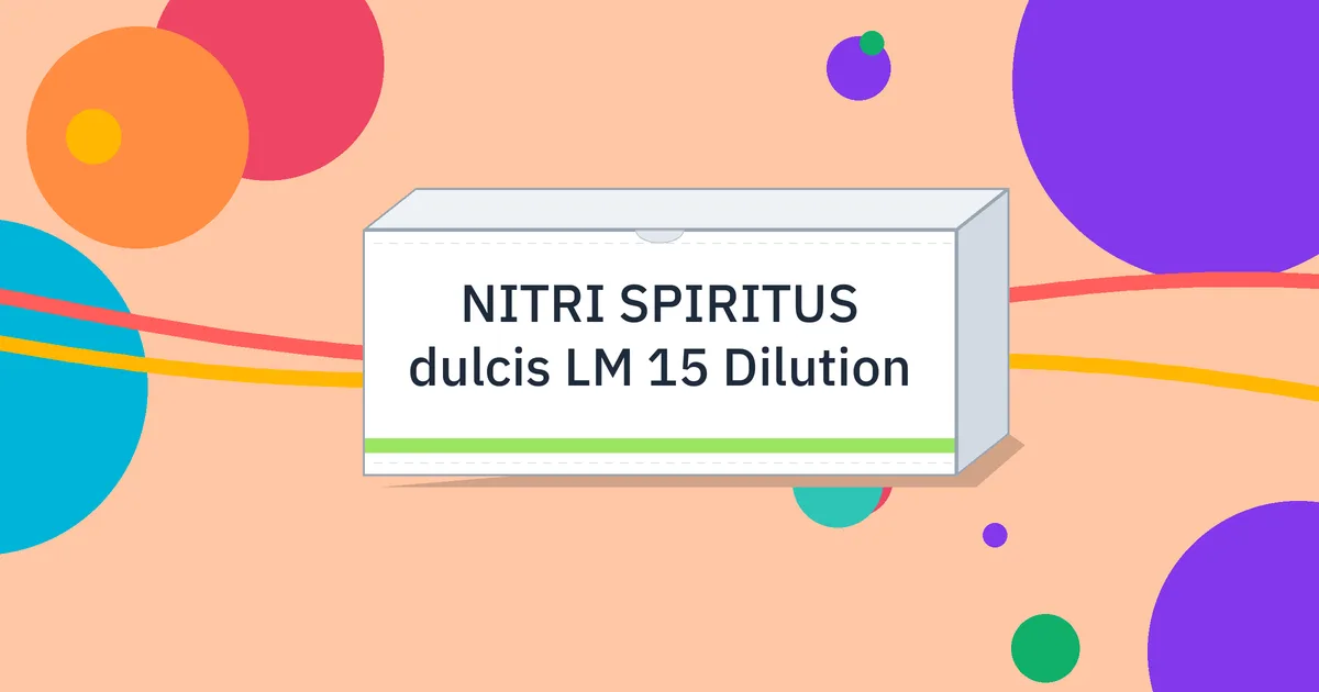 Symbolbild: Packung mit der Aufschrift NITRI SPIRITUS dulcis LM 15 Dilution (PZN 13619623) – Verfügbarkeit und Bezug in Apotheken in Frankfurt am Main