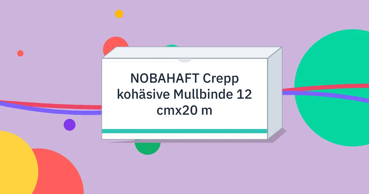 Symbolbild: Packung mit der Aufschrift NOBAHAFT Crepp kohäsive Mullbinde 12 cmx20 m (PZN 07096411) – Verfügbarkeit und Bezug in Apotheken in Frankfurt am Main