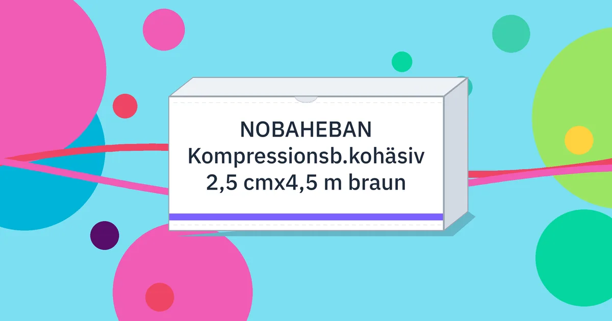 Symbolbild: Packung mit der Aufschrift NOBAHEBAN Kompressionsb.kohäsiv 2,5 cmx4,5 m braun (PZN 02709205) – Verfügbarkeit und Bezug in Apotheken in Frankfurt am Main