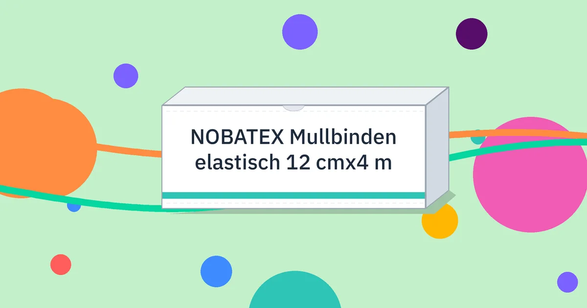 Symbolbild: Packung mit der Aufschrift NOBATEX Mullbinden elastisch 12 cmx4 m (PZN 07094990) – Verfügbarkeit und Bezug in Apotheken in Frankfurt am Main