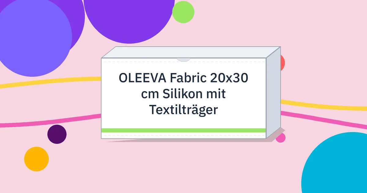 Symbolbild: Packung mit der Aufschrift OLEEVA Fabric 20x30 cm Silikon mit Textilträger (PZN 11616247) – Verfügbarkeit und Bezug in Apotheken in Frankfurt am Main