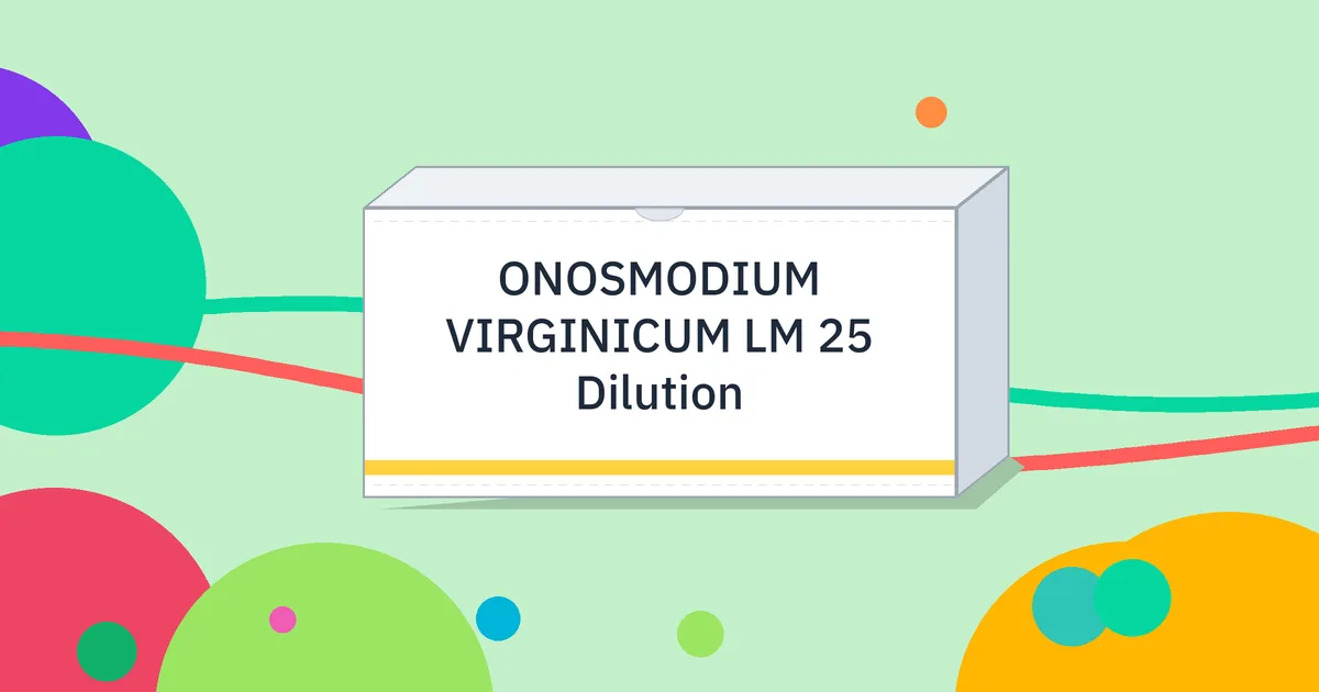 Symbolbild: Packung mit der Aufschrift ONOSMODIUM VIRGINICUM LM 25 Dilution (PZN 13626787) – Verfügbarkeit und Bezug in Apotheken in Frankfurt am Main