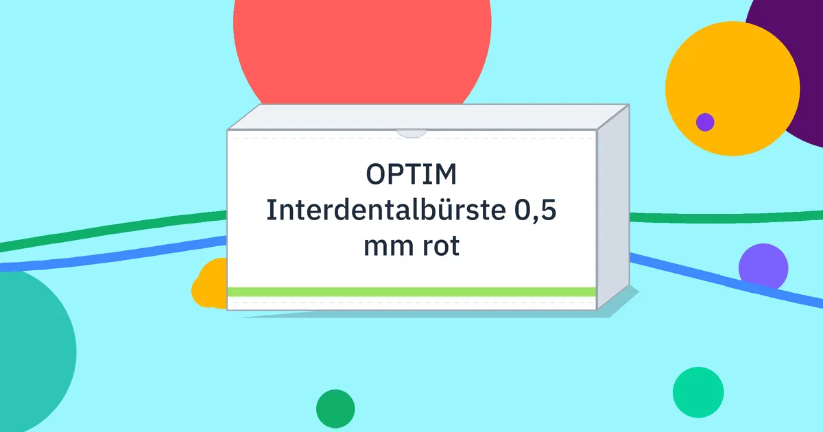 Symbolbild: Packung mit der Aufschrift OPTIM Interdentalbürste 0,5 mm rot (PZN 16237508) – Verfügbarkeit und Bezug in Apotheken in Frankfurt am Main