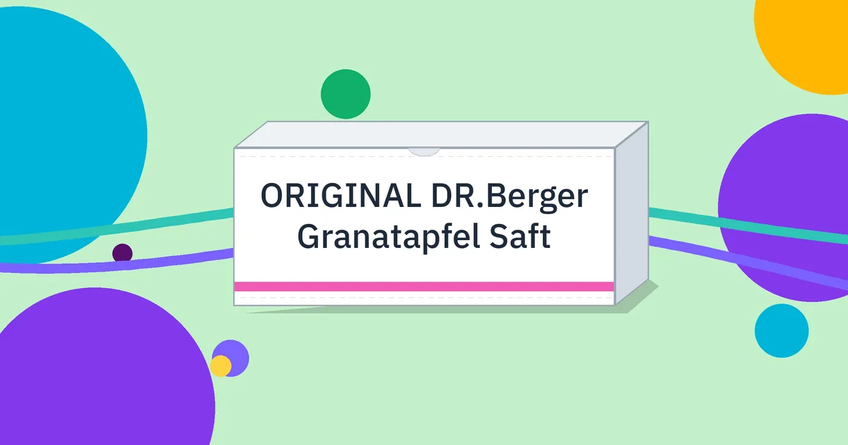 Symbolbild: Packung mit der Aufschrift ORIGINAL DR.Berger Granatapfel Saft (PZN 16382475) – Verfügbarkeit und Bezug in Apotheken in Frankfurt am Main