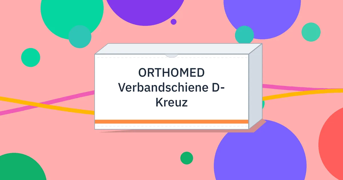 Symbolbild: Packung mit der Aufschrift ORTHOMED Verbandschiene D-Kreuz (PZN 07235947) – Verfügbarkeit und Bezug in Apotheken in Frankfurt am Main