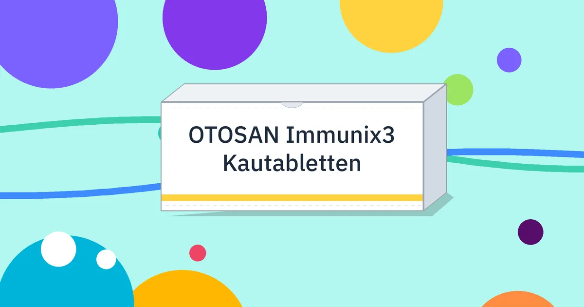 Symbolbild: Packung mit der Aufschrift OTOSAN Immunix3 Kautabletten (PZN 19526118) – Verfügbarkeit und Bezug in Apotheken in Frankfurt am Main