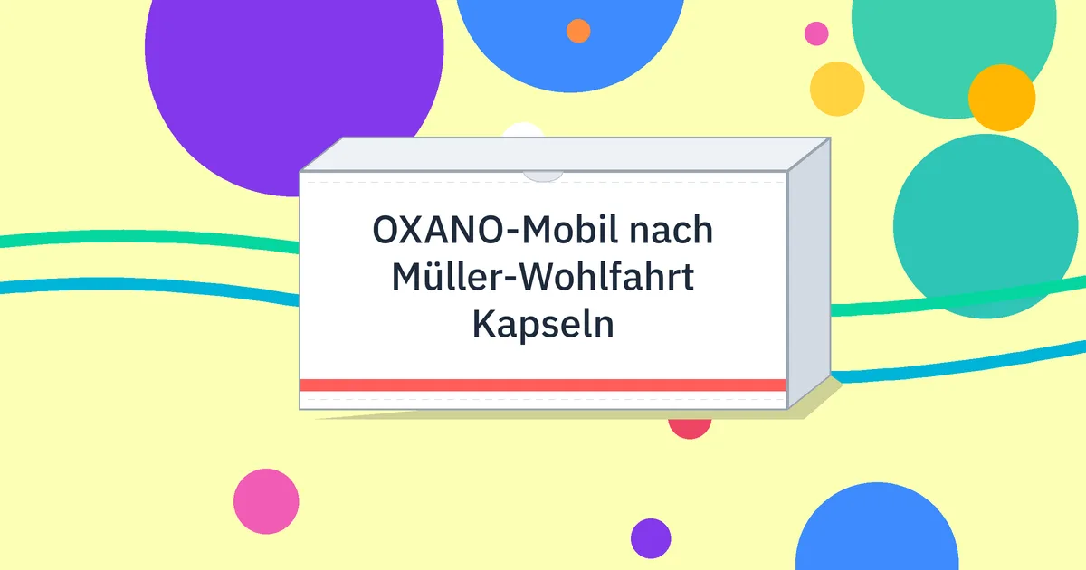 Symbolbild: Packung mit der Aufschrift OXANO-Mobil nach Müller-Wohlfahrt Kapseln (PZN 12420492) – Verfügbarkeit und Bezug in Apotheken in Frankfurt am Main