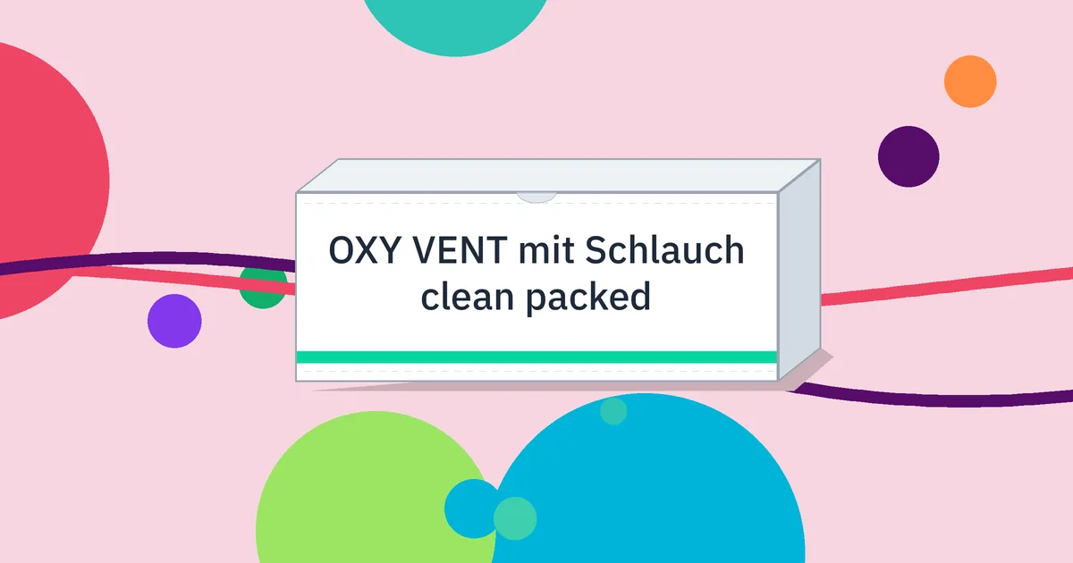 Symbolbild: Packung mit der Aufschrift OXY VENT mit Schlauch clean packed (PZN 00224478) – Verfügbarkeit und Bezug in Apotheken in Frankfurt am Main