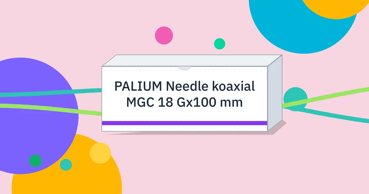 Symbolbild: Packung mit der Aufschrift PALIUM Needle koaxial MGC 18 Gx100 mm (PZN 19734466) – Verfügbarkeit und Bezug in Apotheken in Frankfurt am Main