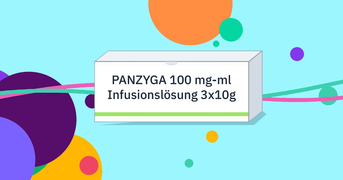 Symbolbild: Packung mit der Aufschrift PANZYGA 100 mg-ml Infusionslösung 3x10g (PZN 19414951) – Verfügbarkeit und Bezug in Apotheken in Frankfurt am Main