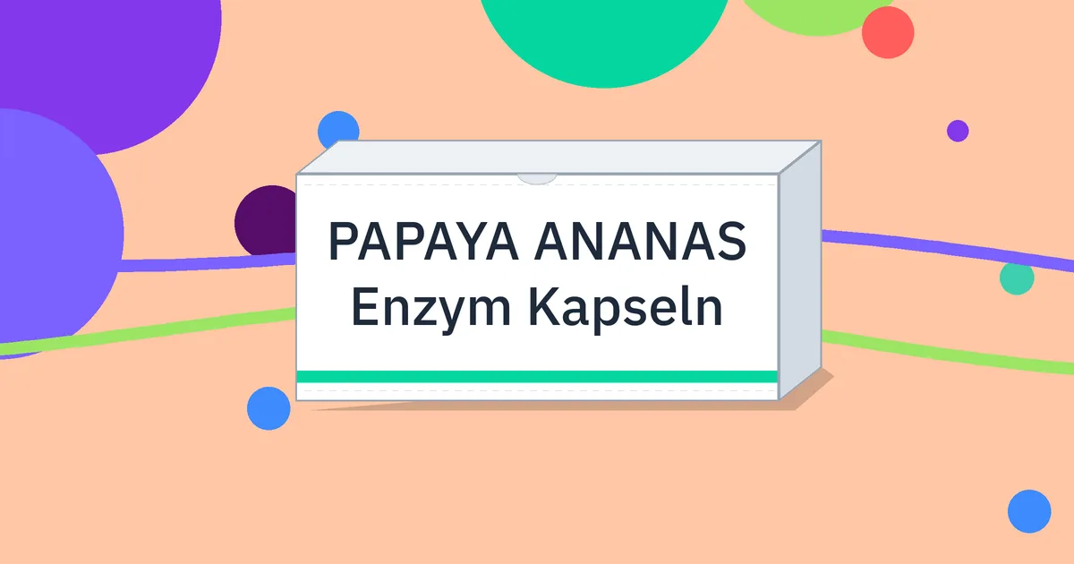 Symbolbild: Packung mit der Aufschrift PAPAYA ANANAS Enzym Kapseln (PZN 02194161) – Verfügbarkeit und Bezug in Apotheken in Frankfurt am Main