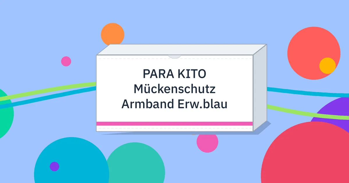 Symbolbild: Packung mit der Aufschrift PARA KITO Mückenschutz Armband Erw.blau (PZN 19132052) – Verfügbarkeit und Bezug in Apotheken in Frankfurt am Main