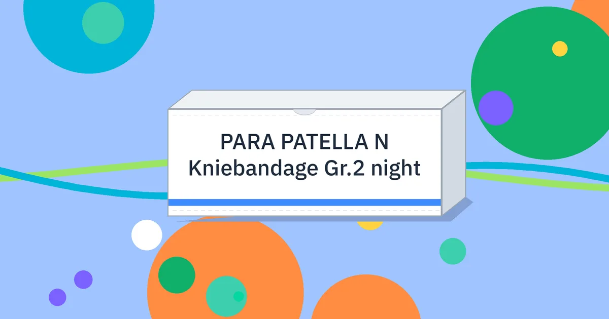 Symbolbild: Packung mit der Aufschrift PARA PATELLA N Kniebandage Gr.2 night (PZN 13763797) – Verfügbarkeit und Bezug in Apotheken in Frankfurt am Main
