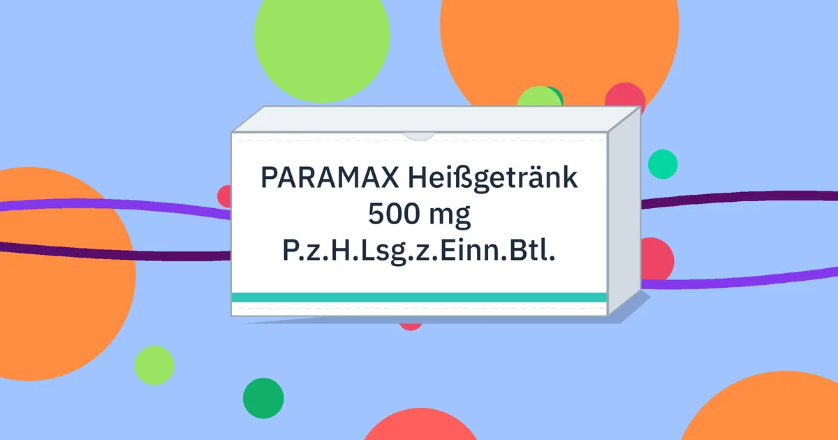 Symbolbild: Packung mit der Aufschrift PARAMAX Heißgetränk 500 mg P.z.H.Lsg.z.Einn.Btl. (PZN 19849991) – Verfügbarkeit und Bezug in Apotheken in Frankfurt am Main