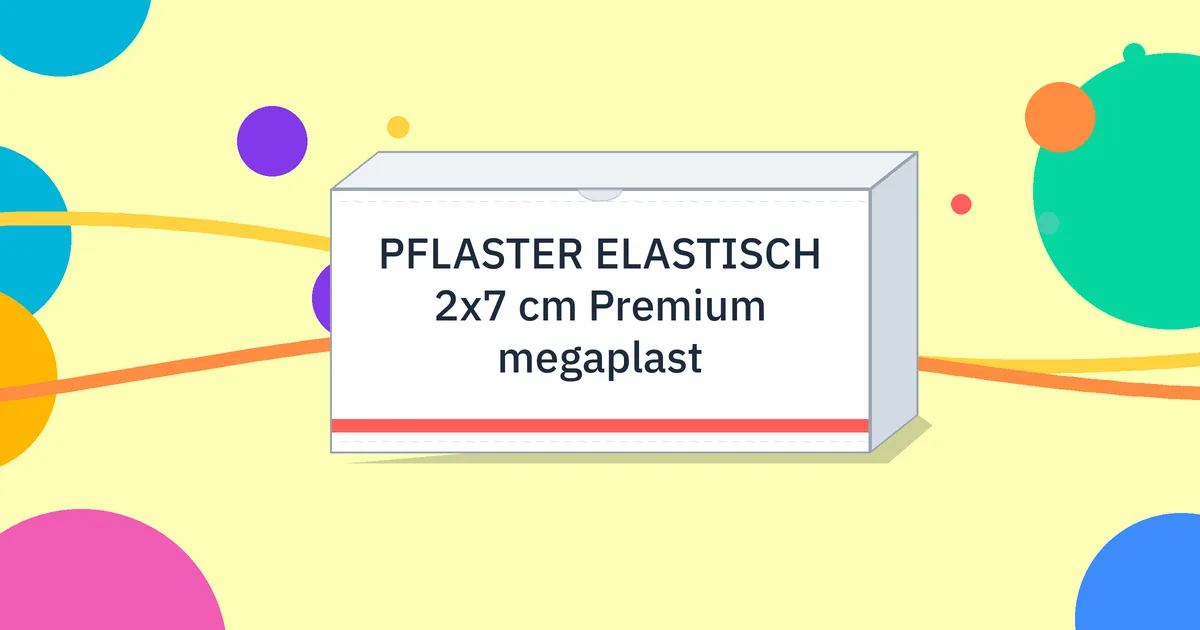 Symbolbild: Packung mit der Aufschrift PFLASTER ELASTISCH 2x7 cm Premium megaplast (PZN 16501359) – Verfügbarkeit und Bezug in Apotheken in Frankfurt am Main