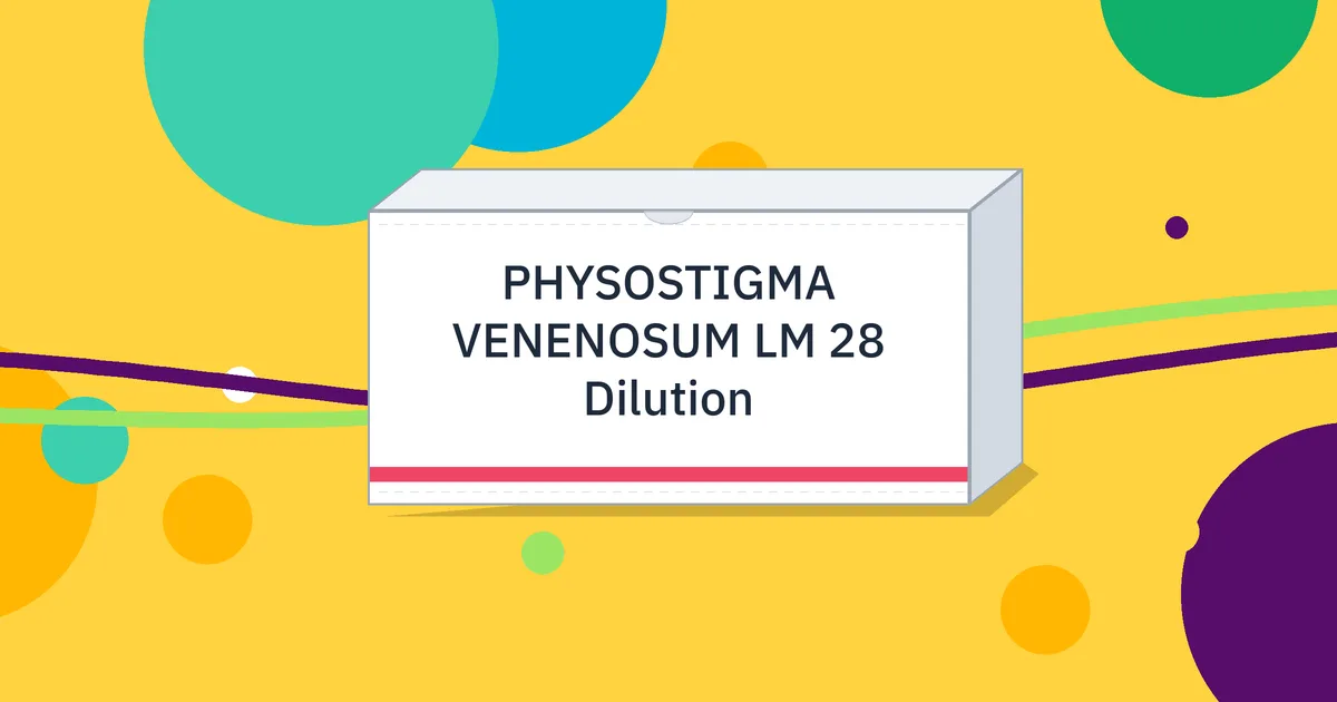 Symbolbild: Packung mit der Aufschrift PHYSOSTIGMA VENENOSUM LM 28 Dilution (PZN 13035537) – Verfügbarkeit und Bezug in Apotheken in Frankfurt am Main