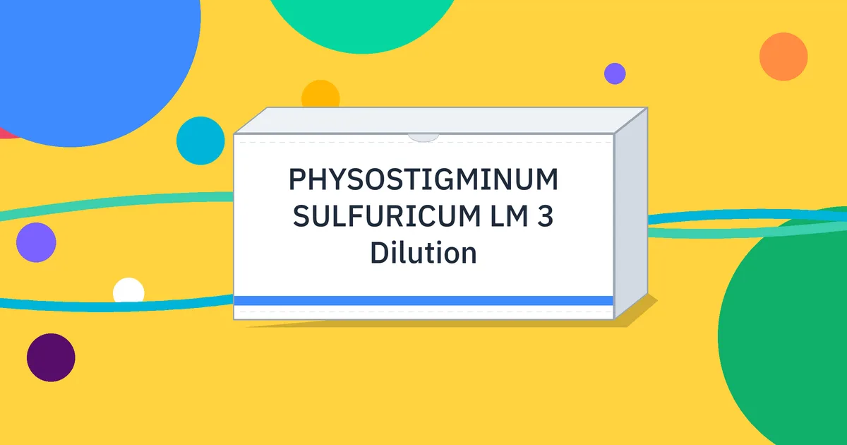 Symbolbild: Packung mit der Aufschrift PHYSOSTIGMINUM SULFURICUM LM 3 Dilution (PZN 13640066) – Verfügbarkeit und Bezug in Apotheken in Frankfurt am Main