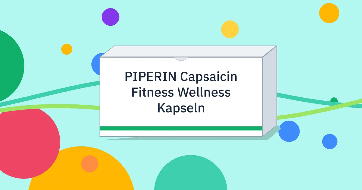 Symbolbild: Packung mit der Aufschrift PIPERIN Capsaicin Fitness Wellness Kapseln (PZN 12146074) – Verfügbarkeit und Bezug in Apotheken in Frankfurt am Main