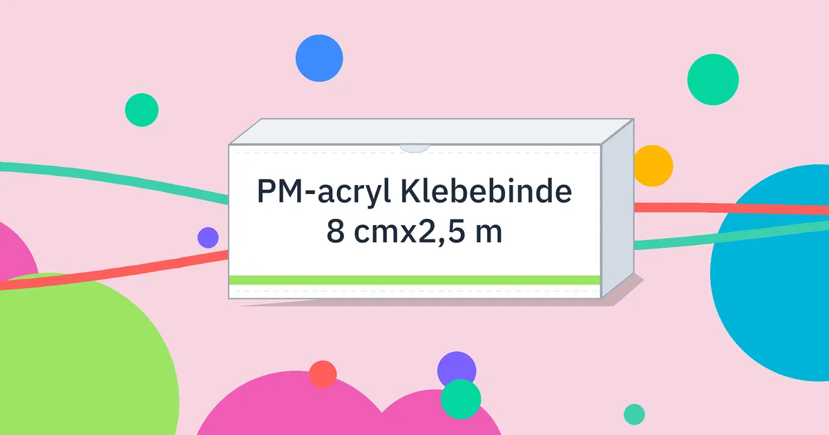 Symbolbild: Packung mit der Aufschrift PM-acryl Klebebinde 8 cmx2,5 m (PZN 18845407) – Verfügbarkeit und Bezug in Apotheken in Frankfurt am Main