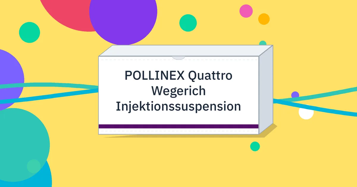 Symbolbild: Packung mit der Aufschrift POLLINEX Quattro Wegerich Injektionssuspension (PZN 13593349) – Verfügbarkeit und Bezug in Apotheken in Frankfurt am Main