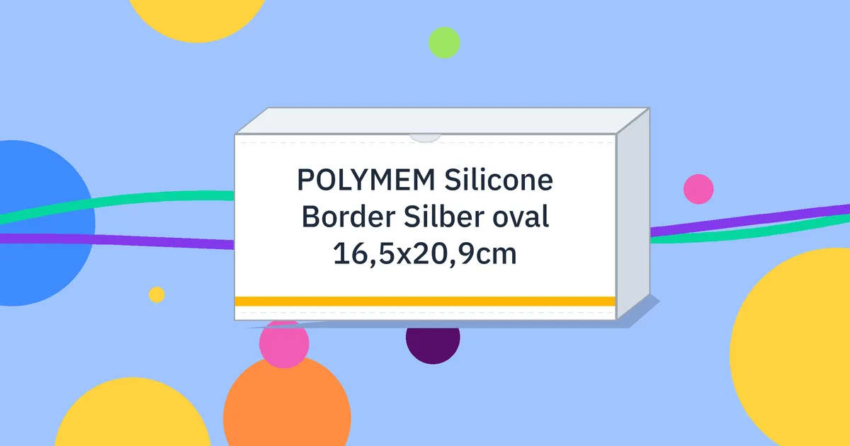 Symbolbild: Packung mit der Aufschrift POLYMEM Silicone Border Silber oval 16,5x20,9cm (PZN 19621874) – Verfügbarkeit und Bezug in Apotheken in Frankfurt am Main