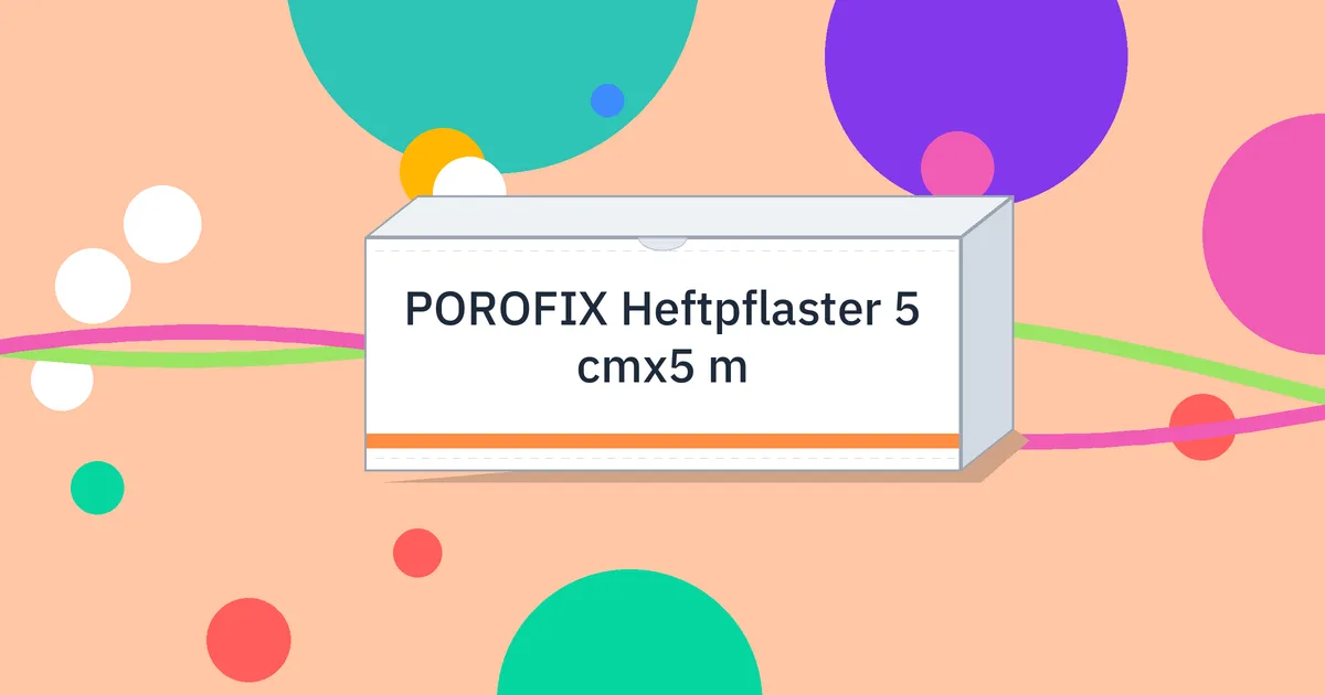 Symbolbild: Packung mit der Aufschrift POROFIX Heftpflaster 5 cmx5 m (PZN 03277044) – Verfügbarkeit und Bezug in Apotheken in Frankfurt am Main