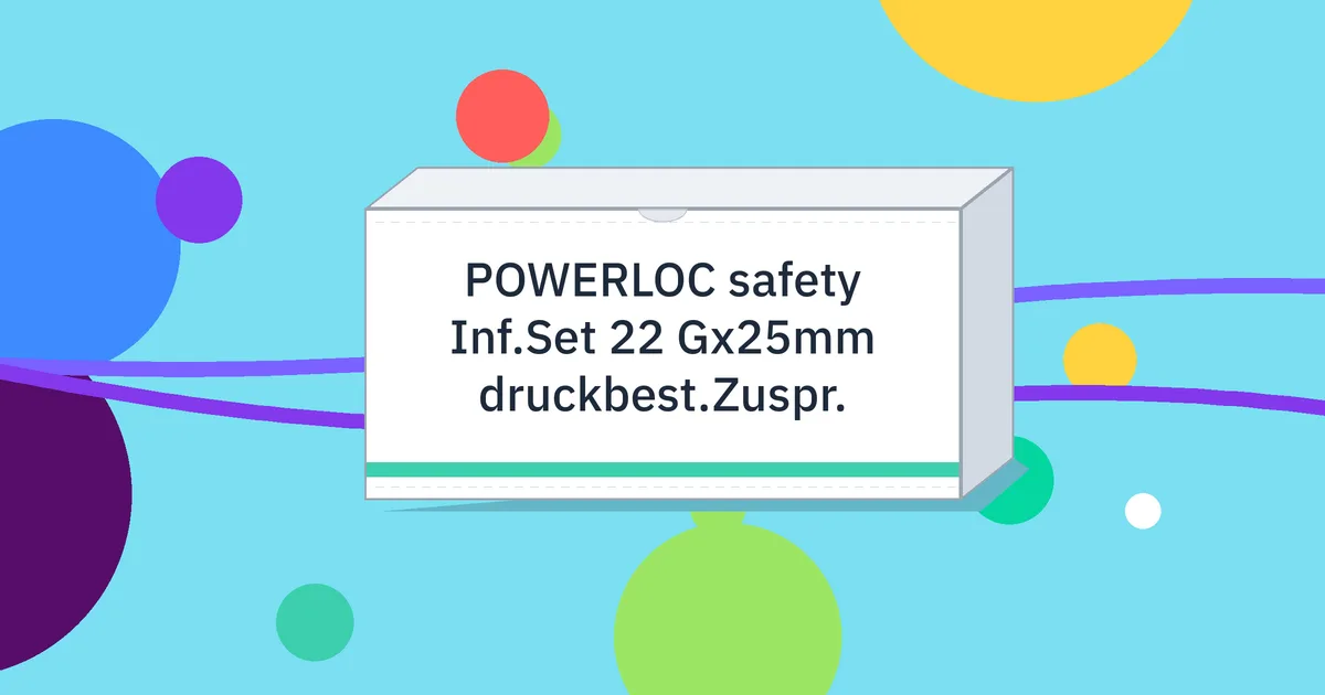 Symbolbild: Packung mit der Aufschrift POWERLOC safety Inf.Set 22 Gx25mm druckbest.Zuspr. (PZN 18816989) – Verfügbarkeit und Bezug in Apotheken in Frankfurt am Main