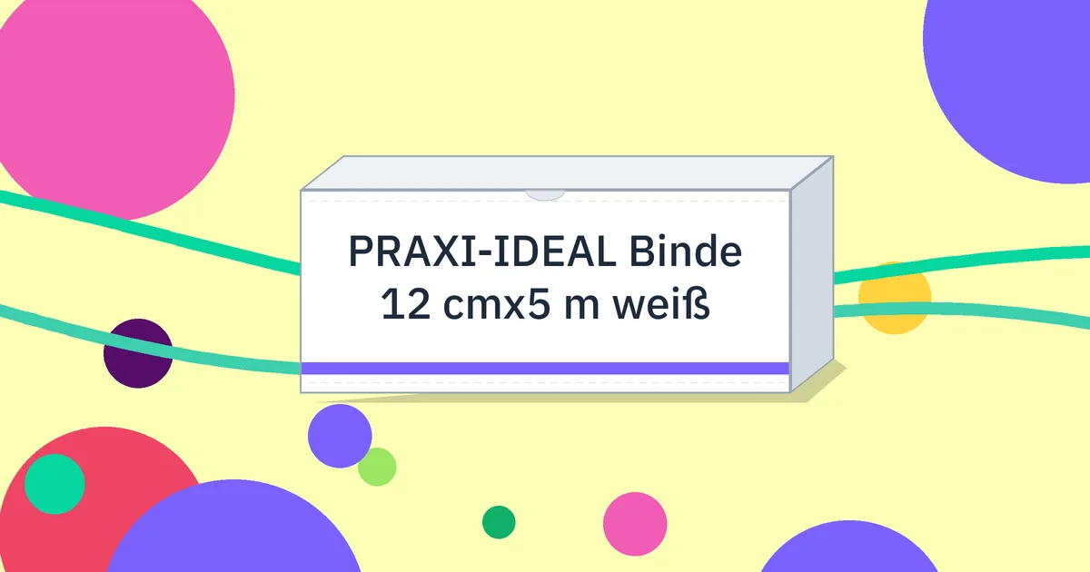 Symbolbild: Packung mit der Aufschrift PRAXI-IDEAL Binde 12 cmx5 m weiß (PZN 12826863) – Verfügbarkeit und Bezug in Apotheken in Frankfurt am Main