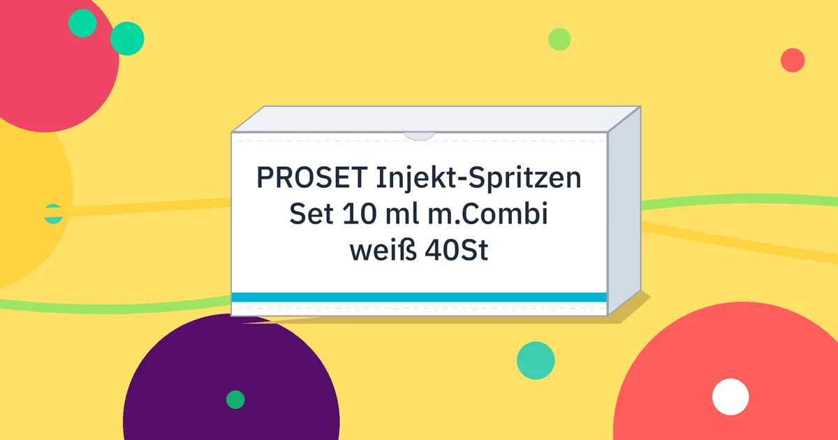 Symbolbild: Packung mit der Aufschrift PROSET Injekt-Spritzen Set 10 ml m.Combi weiß 40St (PZN 04835931) – Verfügbarkeit und Bezug in Apotheken in Frankfurt am Main