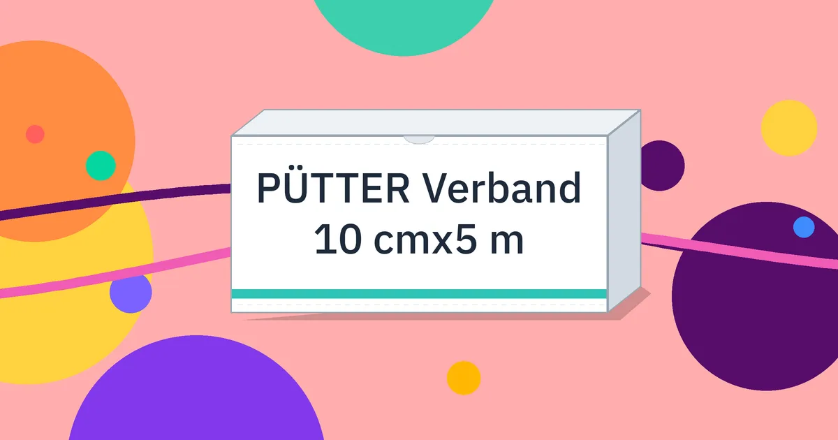 Symbolbild: Packung mit der Aufschrift PÜTTER Verband 10 cmx5 m (PZN 18170441) – Verfügbarkeit und Bezug in Apotheken in Frankfurt am Main