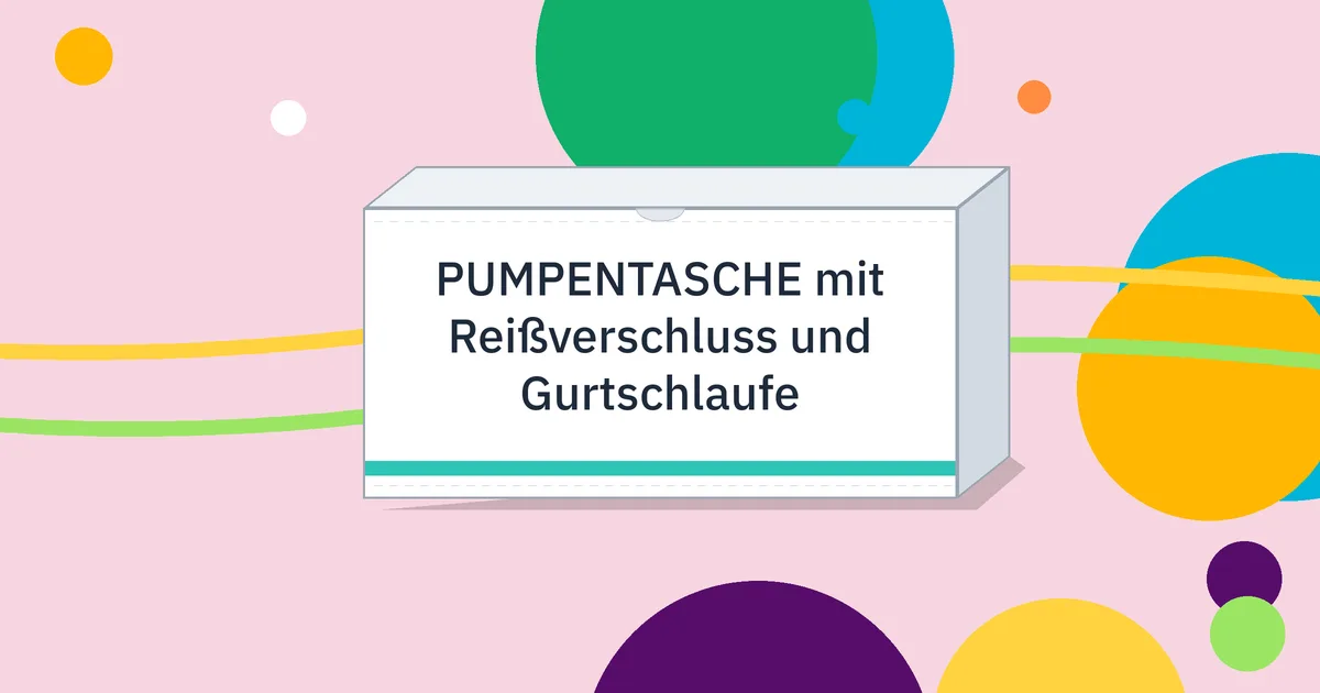 Symbolbild: Packung mit der Aufschrift PUMPENTASCHE mit Reißverschluss und Gurtschlaufe (PZN 12645759) – Verfügbarkeit und Bezug in Apotheken in Frankfurt am Main