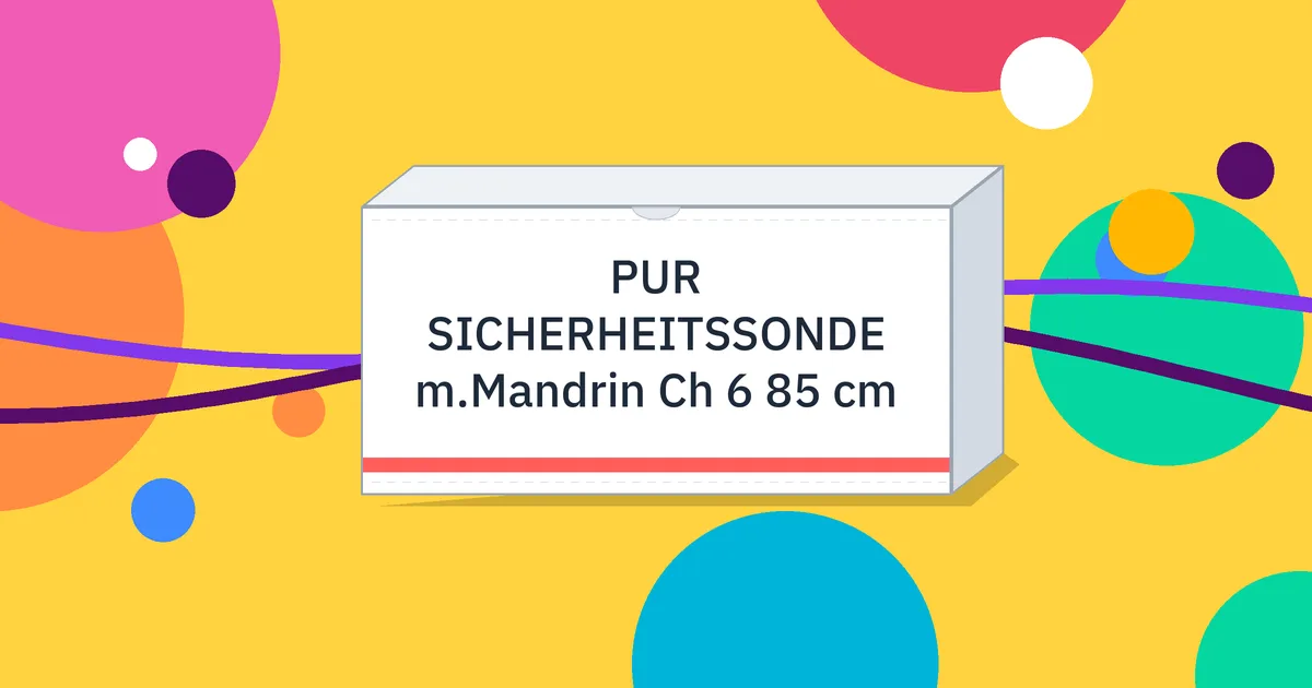 Symbolbild: Packung mit der Aufschrift PUR SICHERHEITSSONDE m.Mandrin Ch 6 85 cm (PZN 13230090) – Verfügbarkeit und Bezug in Apotheken in Frankfurt am Main