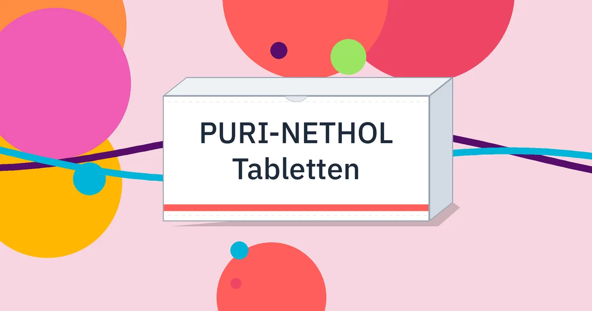 Symbolbild: Packung mit der Aufschrift PURI-NETHOL Tabletten (PZN 07718060) – Verfügbarkeit und Bezug in Apotheken in Frankfurt am Main