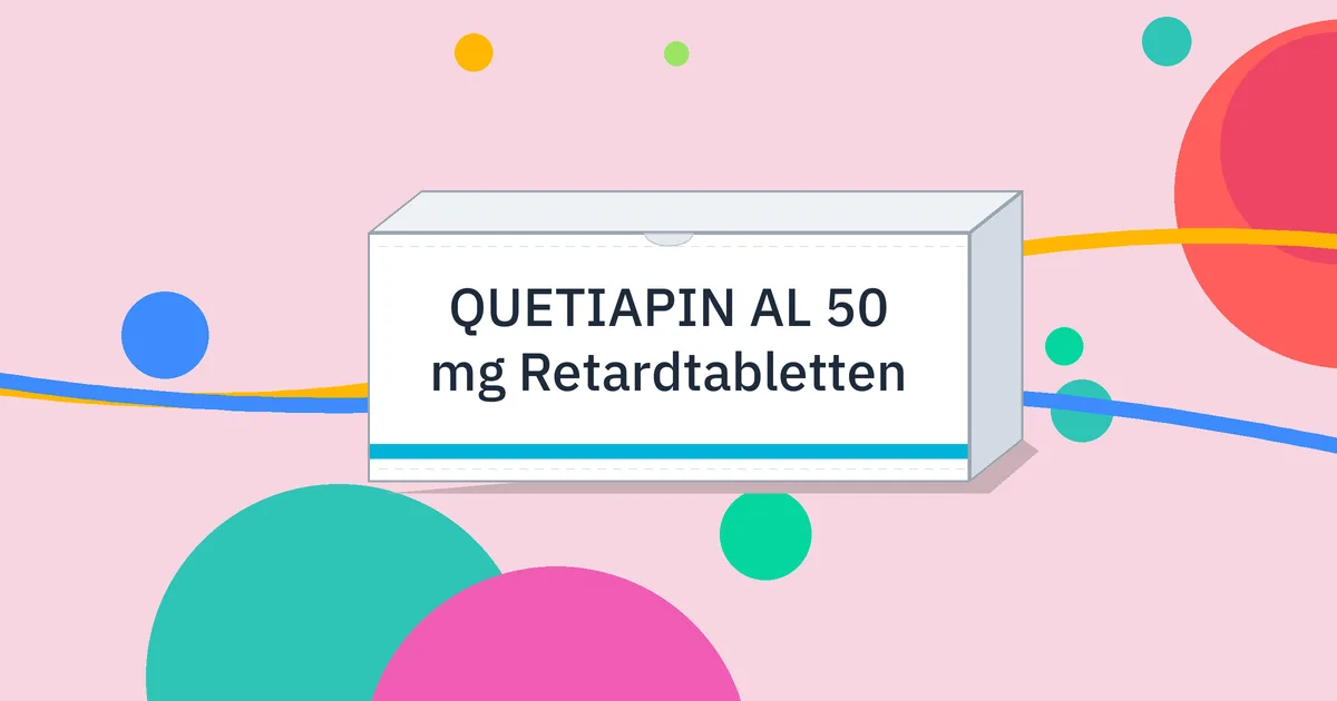 Symbolbild: Packung mit der Aufschrift QUETIAPIN AL 50 mg Retardtabletten (PZN 09745256) – Verfügbarkeit und Bezug in Apotheken in Frankfurt am Main