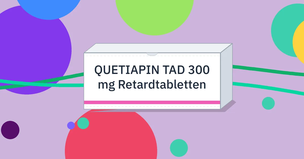 Symbolbild: Packung mit der Aufschrift QUETIAPIN TAD 300 mg Retardtabletten (PZN 13513681) – Verfügbarkeit und Bezug in Apotheken in Frankfurt am Main