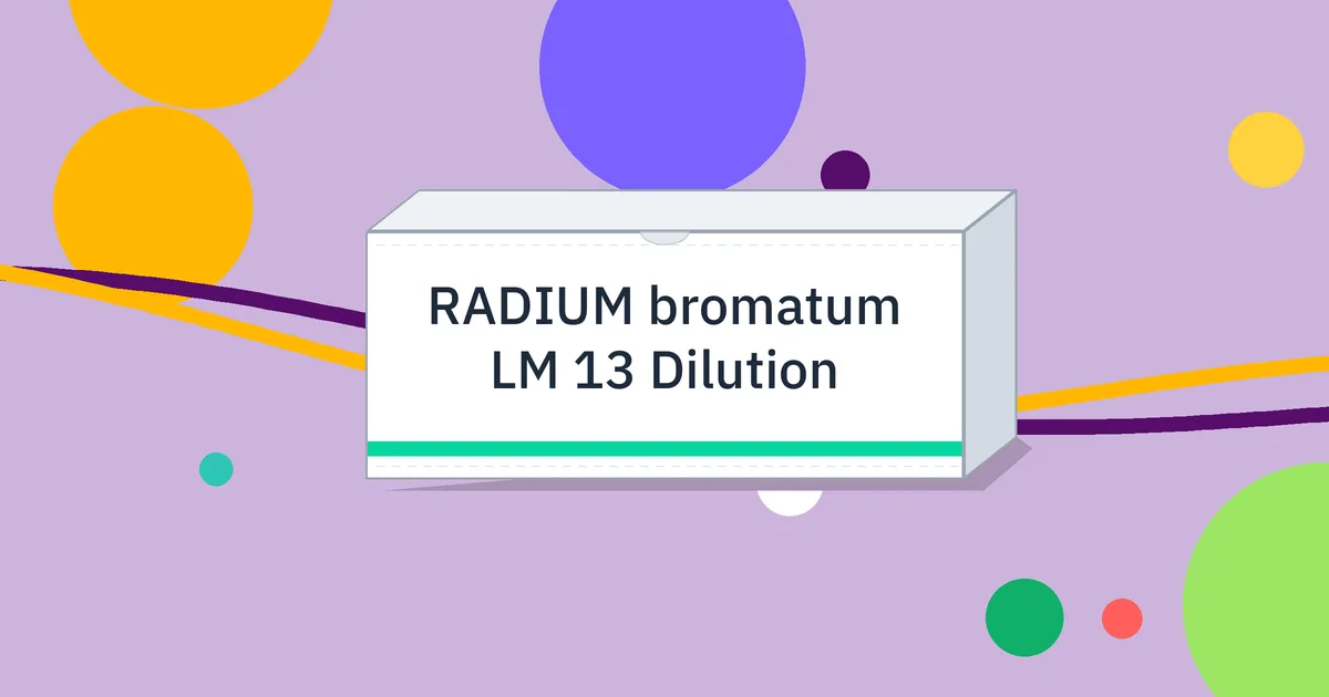 Symbolbild: Packung mit der Aufschrift RADIUM bromatum LM 13 Dilution (PZN 13045903) – Verfügbarkeit und Bezug in Apotheken in Frankfurt am Main