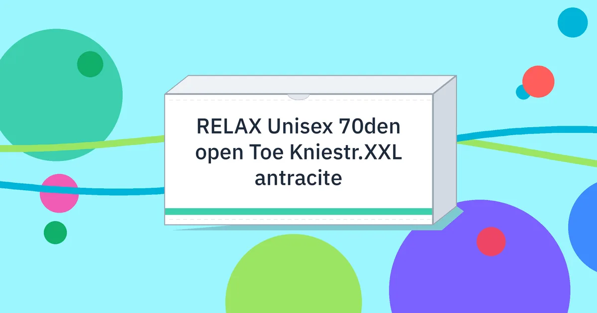 Symbolbild: Packung mit der Aufschrift RELAX Unisex 70den open Toe Kniestr.XXL antracite (PZN 16224753) – Verfügbarkeit und Bezug in Apotheken in Frankfurt am Main