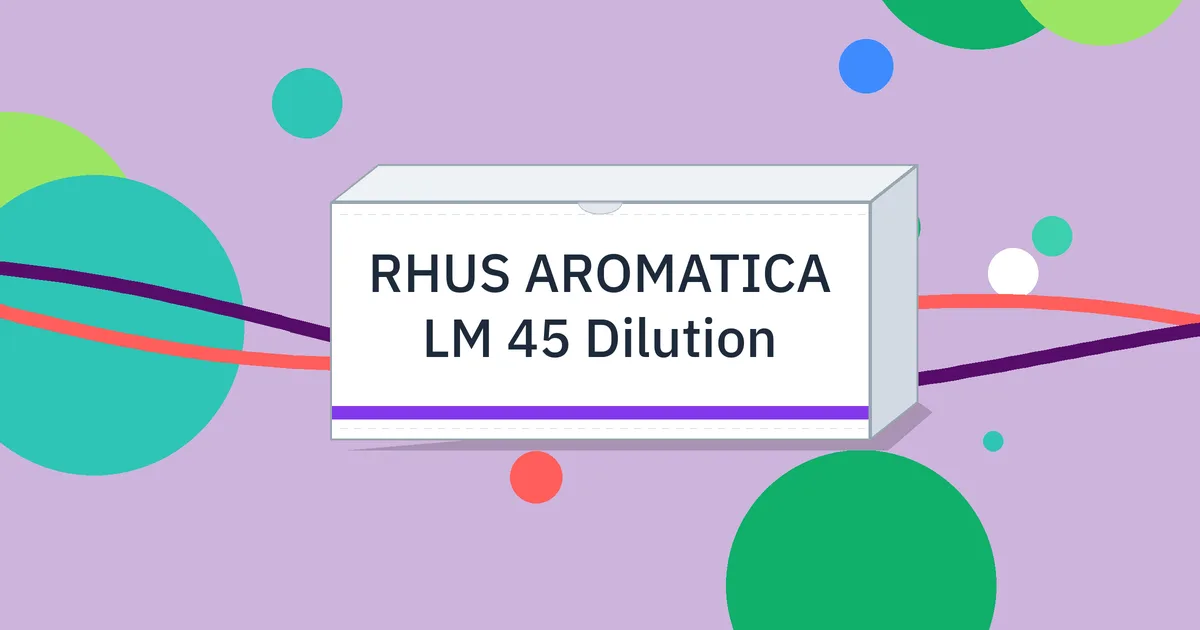 Symbolbild: Packung mit der Aufschrift RHUS AROMATICA LM 45 Dilution (PZN 13052062) – Verfügbarkeit und Bezug in Apotheken in Frankfurt am Main