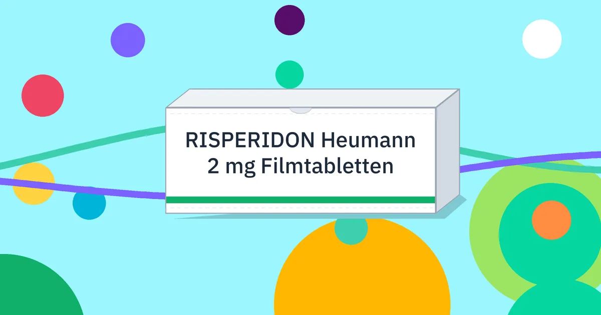 Symbolbild: Packung mit der Aufschrift RISPERIDON Heumann 2 mg Filmtabletten (PZN 01565862) – Verfügbarkeit und Bezug in Apotheken in Frankfurt am Main