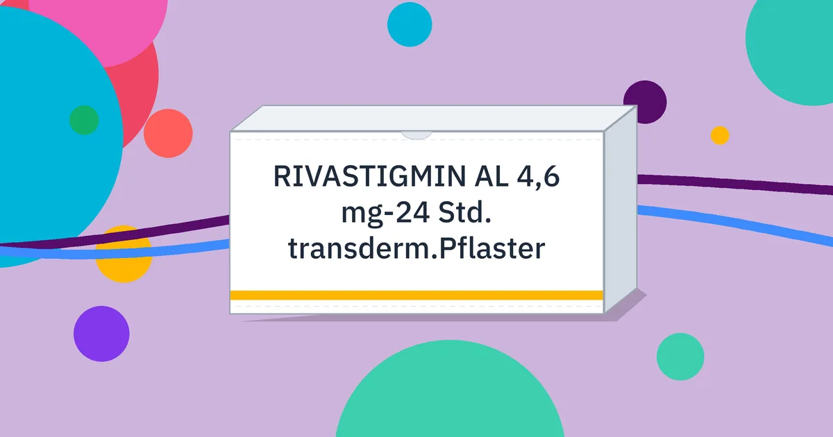 Symbolbild: Packung mit der Aufschrift RIVASTIGMIN AL 4,6 mg-24 Std. transderm.Pflaster (PZN 04369759) – Verfügbarkeit und Bezug in Apotheken in Frankfurt am Main