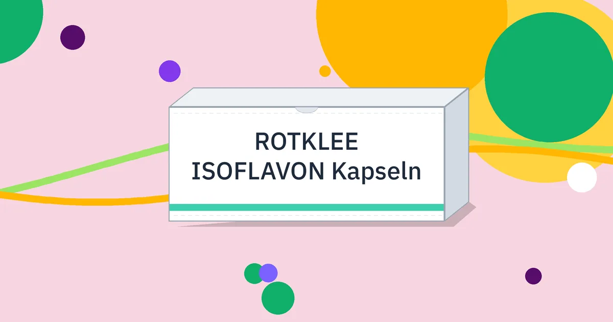 Symbolbild: Packung mit der Aufschrift ROTKLEE ISOFLAVON Kapseln (PZN 11032150) – Verfügbarkeit und Bezug in Apotheken in Frankfurt am Main