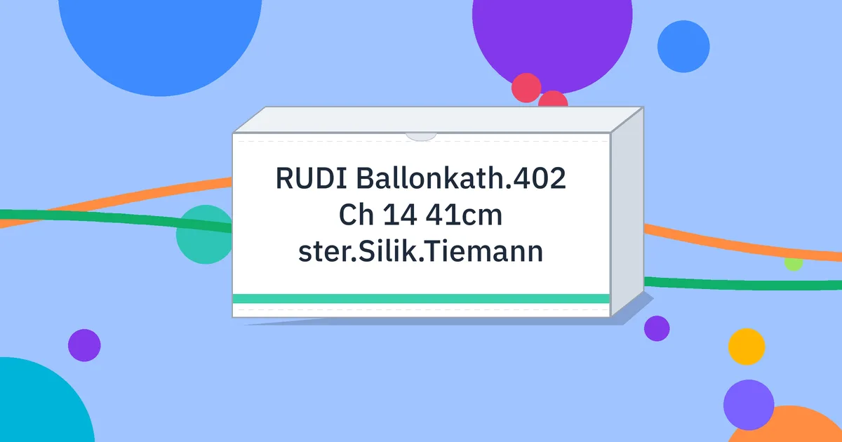 Symbolbild: Packung mit der Aufschrift RUDI Ballonkath.402 Ch 14 41cm ster.Silik.Tiemann (PZN 18086491) – Verfügbarkeit und Bezug in Apotheken in Frankfurt am Main