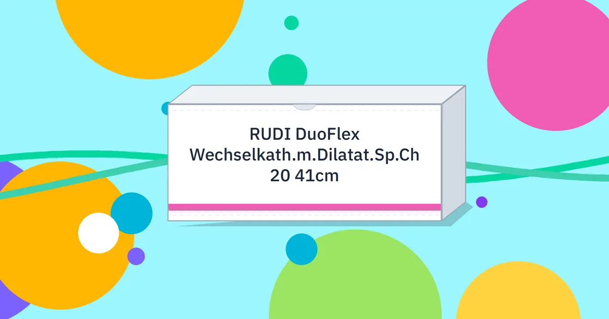 Symbolbild: Packung mit der Aufschrift RUDI DuoFlex Wechselkath.m.Dilatat.Sp.Ch 20 41cm (PZN 19473899) – Verfügbarkeit und Bezug in Apotheken in Frankfurt am Main
