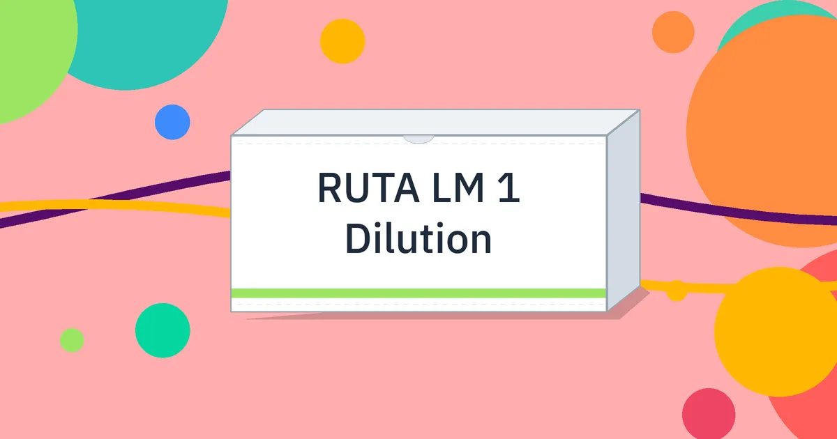 Symbolbild: Packung mit der Aufschrift RUTA LM 1 Dilution (PZN 13173564) – Verfügbarkeit und Bezug in Apotheken in Frankfurt am Main
