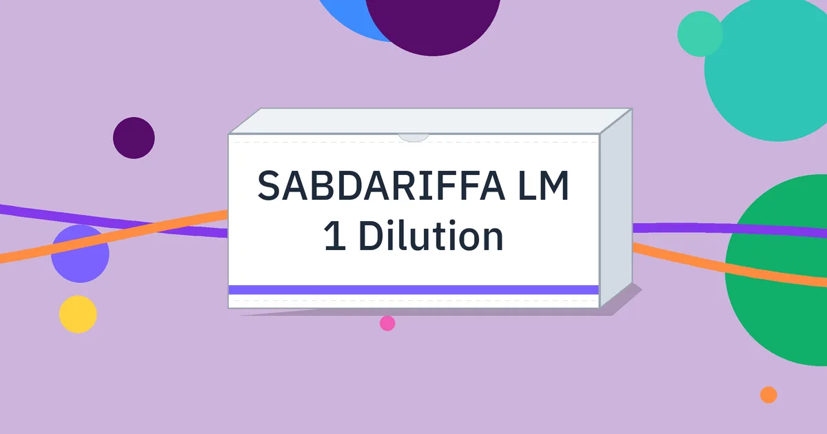 Symbolbild: Packung mit der Aufschrift SABDARIFFA LM 1 Dilution (PZN 13175296) – Verfügbarkeit und Bezug in Apotheken in Frankfurt am Main