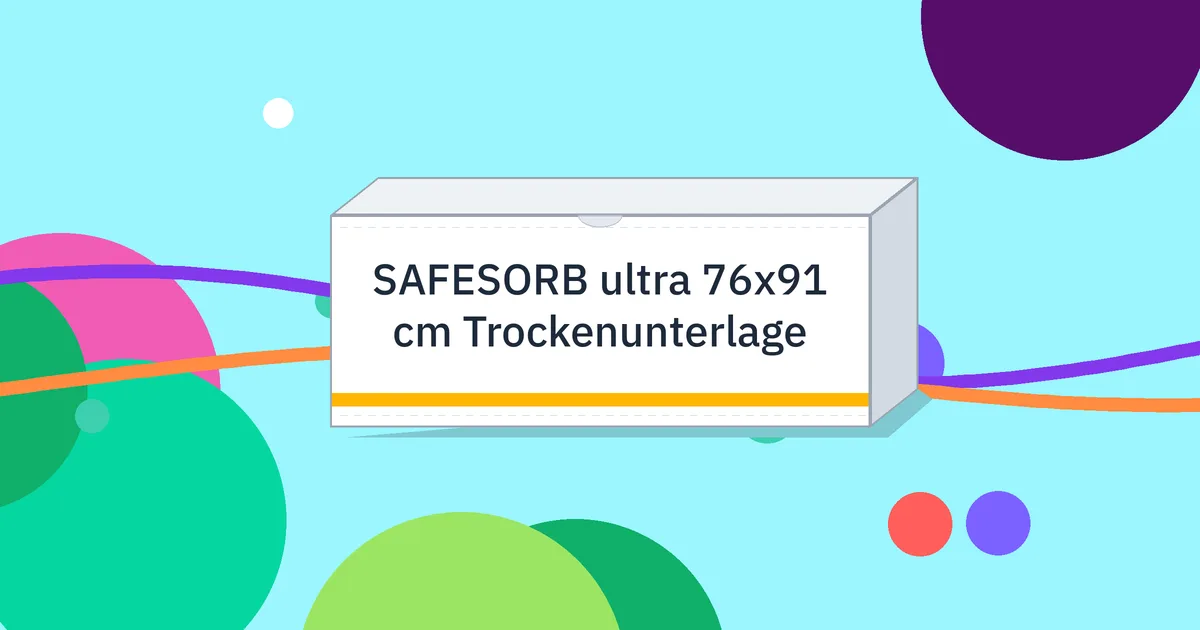 Symbolbild: Packung mit der Aufschrift SAFESORB ultra 76x91 cm Trockenunterlage (PZN 18097431) – Verfügbarkeit und Bezug in Apotheken in Frankfurt am Main